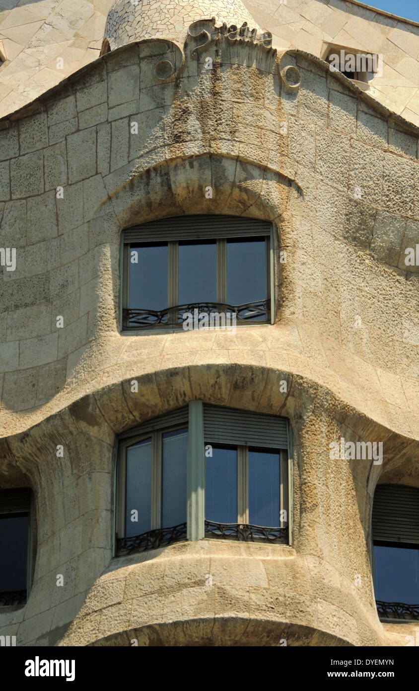 detail from the facade of Casa Milà known as La Pedrera (meaning the ...
