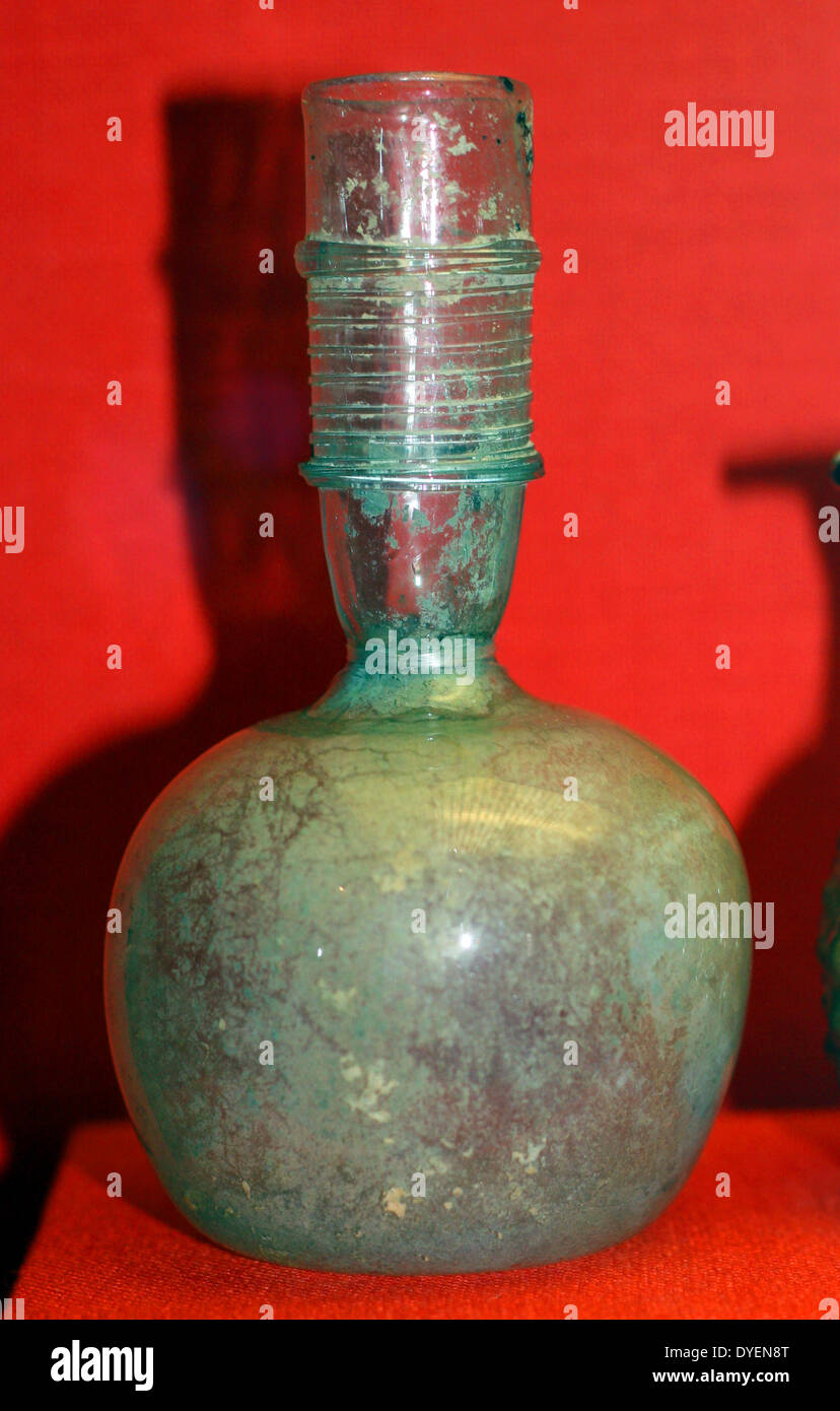 3rd Century roman glass flask from Ravenna, Bristol Museum, England ...