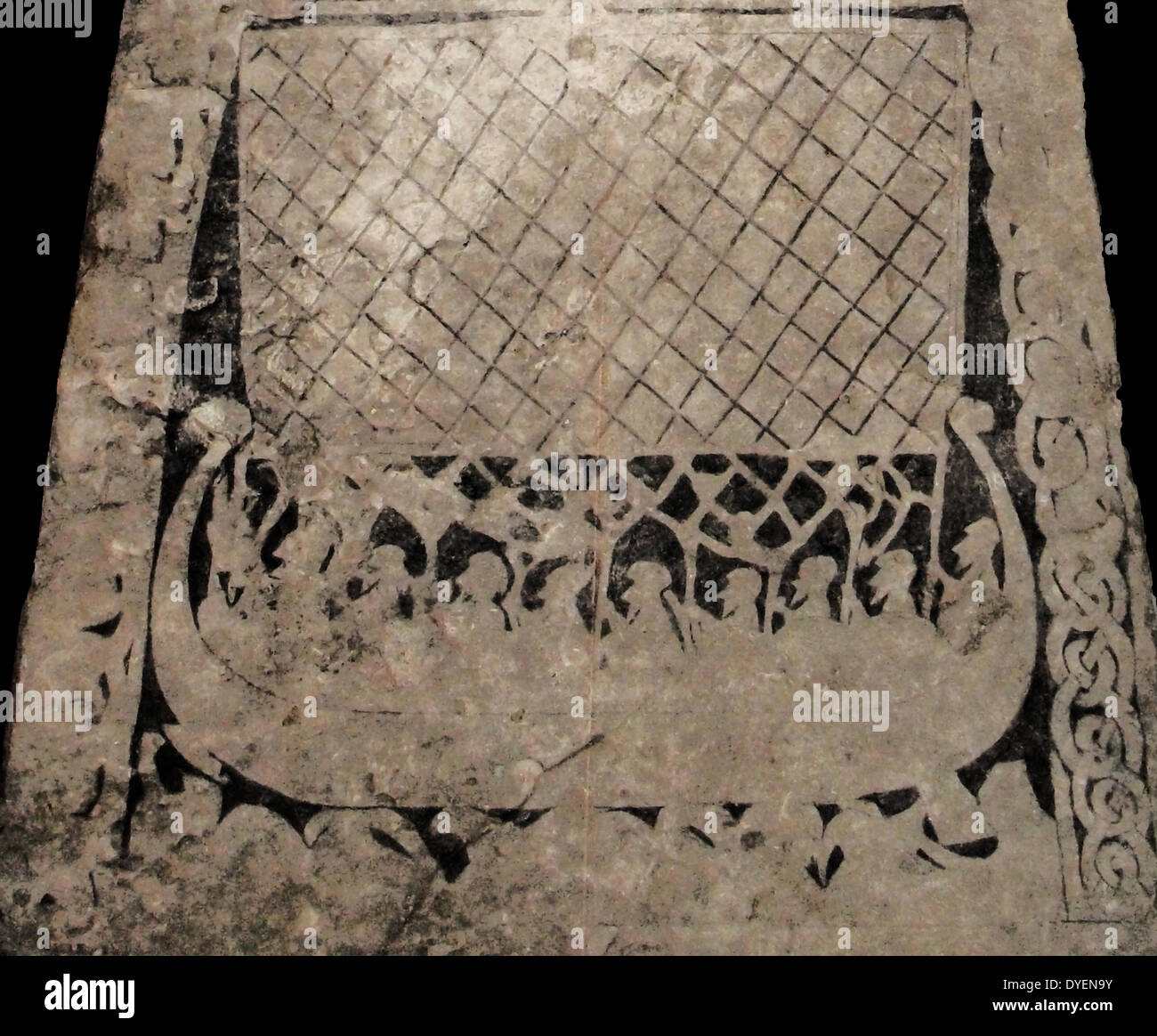 Carved funerary stone, depicting the dead heroes' entry into Valhalla ...