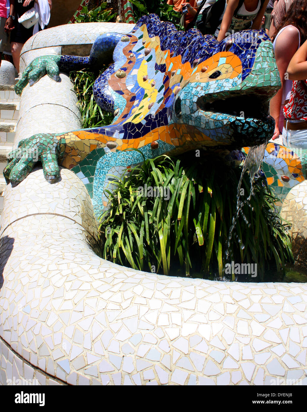 Mosaic lizard at Antoni Gaudi's Parc Guell, Barcelona, Spain. Park ...