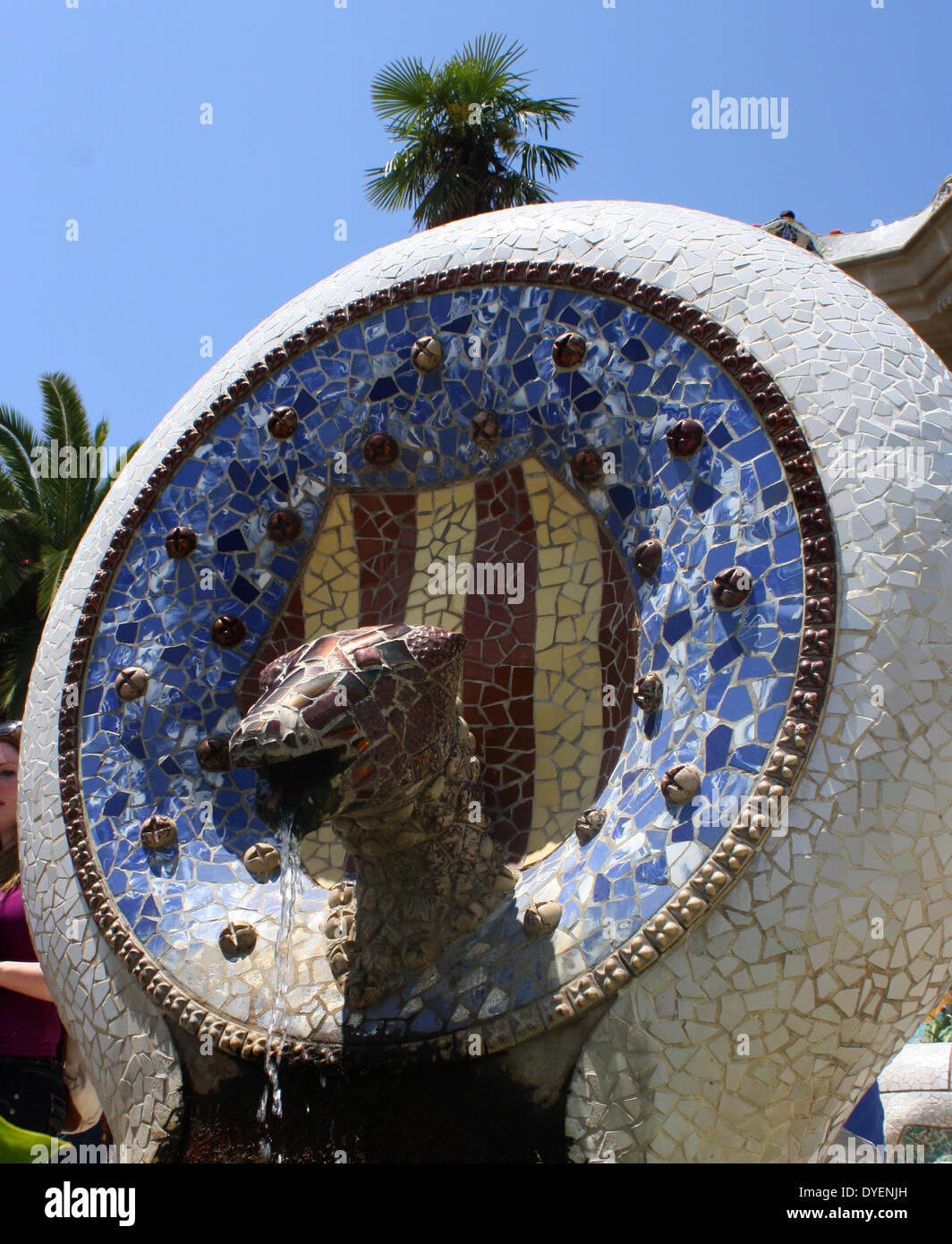 Mosaic designed for Antoni Gaudi's Parc Guell, Barcelona, Spain. Park ...