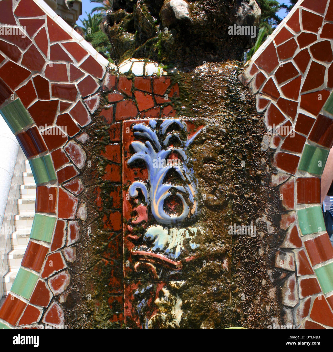 Mosaic designed for Antoni Gaudi's Parc Guell, Barcelona, Spain. Park ...
