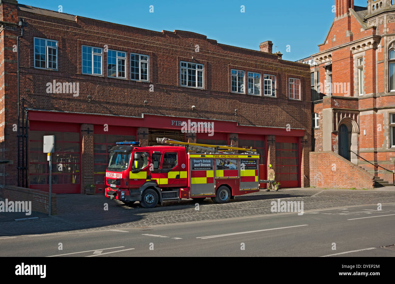 Emergency Fire and rescue engine lorry truck service parked outside the ...