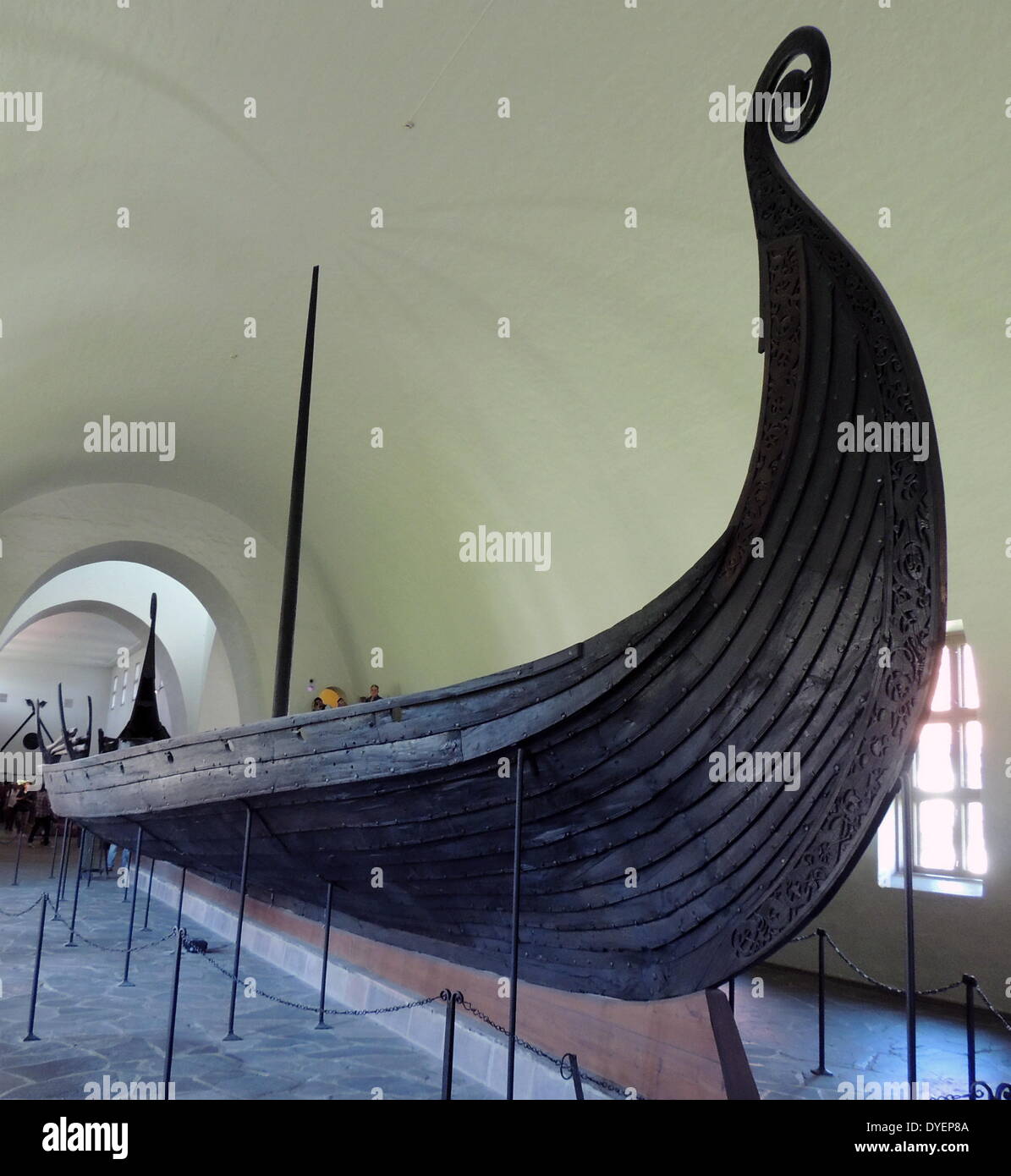 The Oseberg ship . A Viking ship discovered in a large burial mound at ...