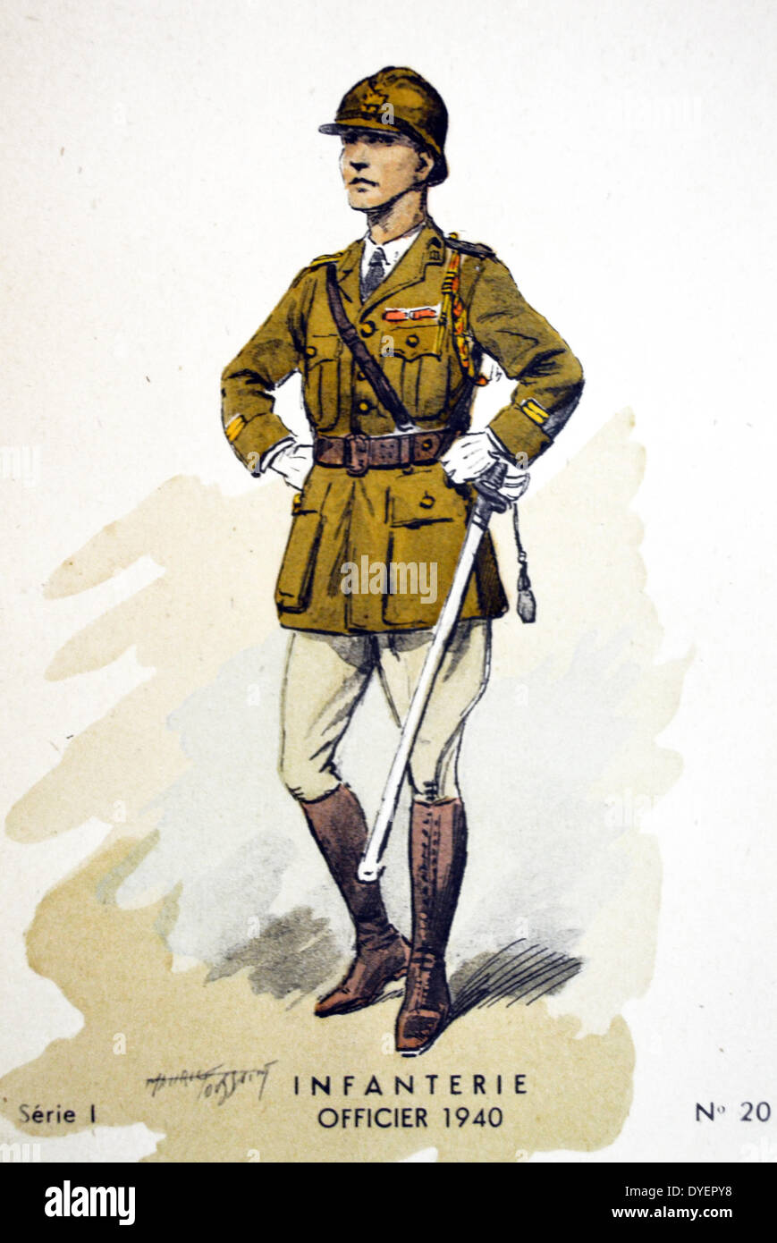 French world war two postcard showing an infantry officer Stock Photo ...