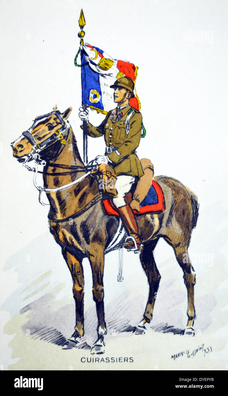 French world war two postcard showing a cavalry officer with banner ...