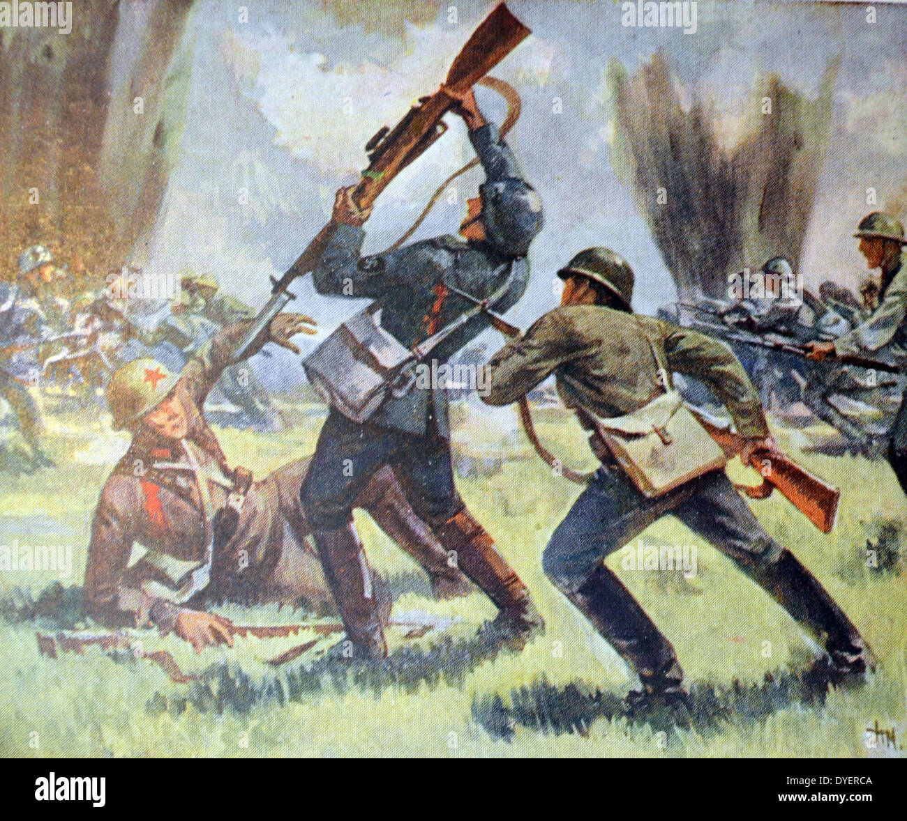 World War Two: Patriotic Russian war postcard depicting Russian soldier ...