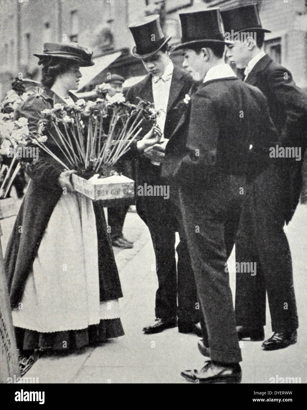 British class system - Eton boys buy flowers, 1900 Stock Photo ...