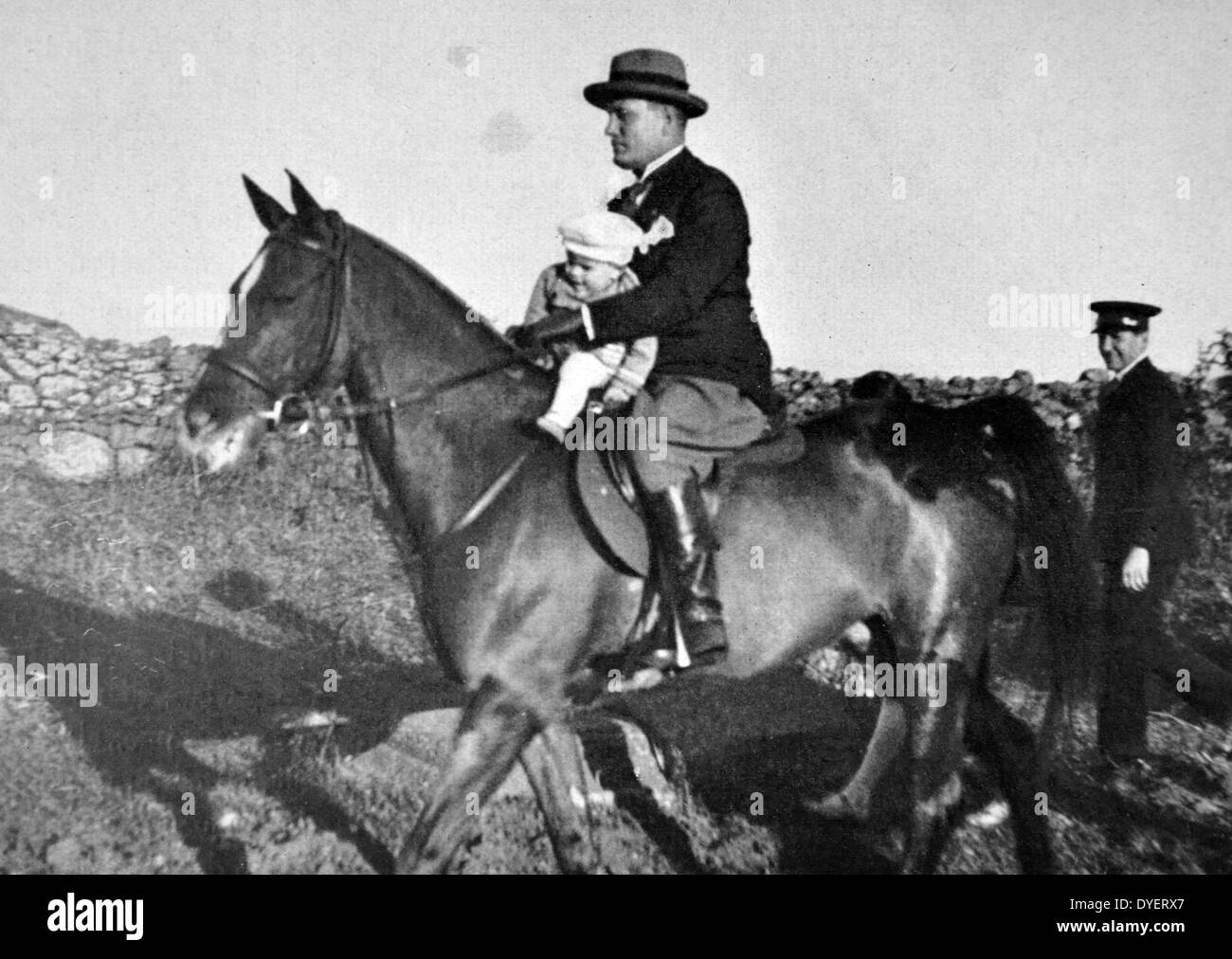 Mussolini and his last born, Roman Mussolini Stock Photo - Alamy