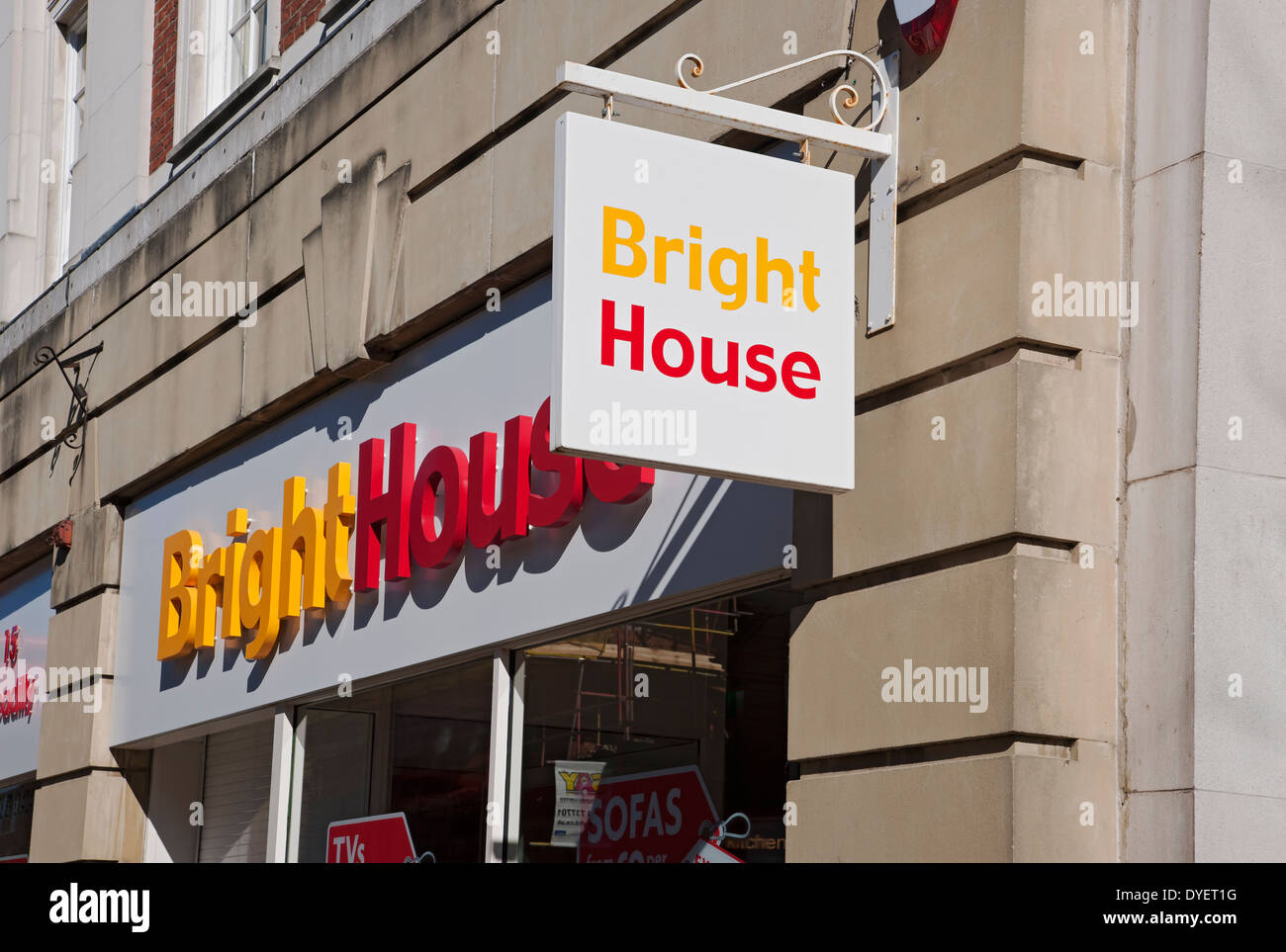 Close up of Bright House shop store sign signage York North Yorkshire ...