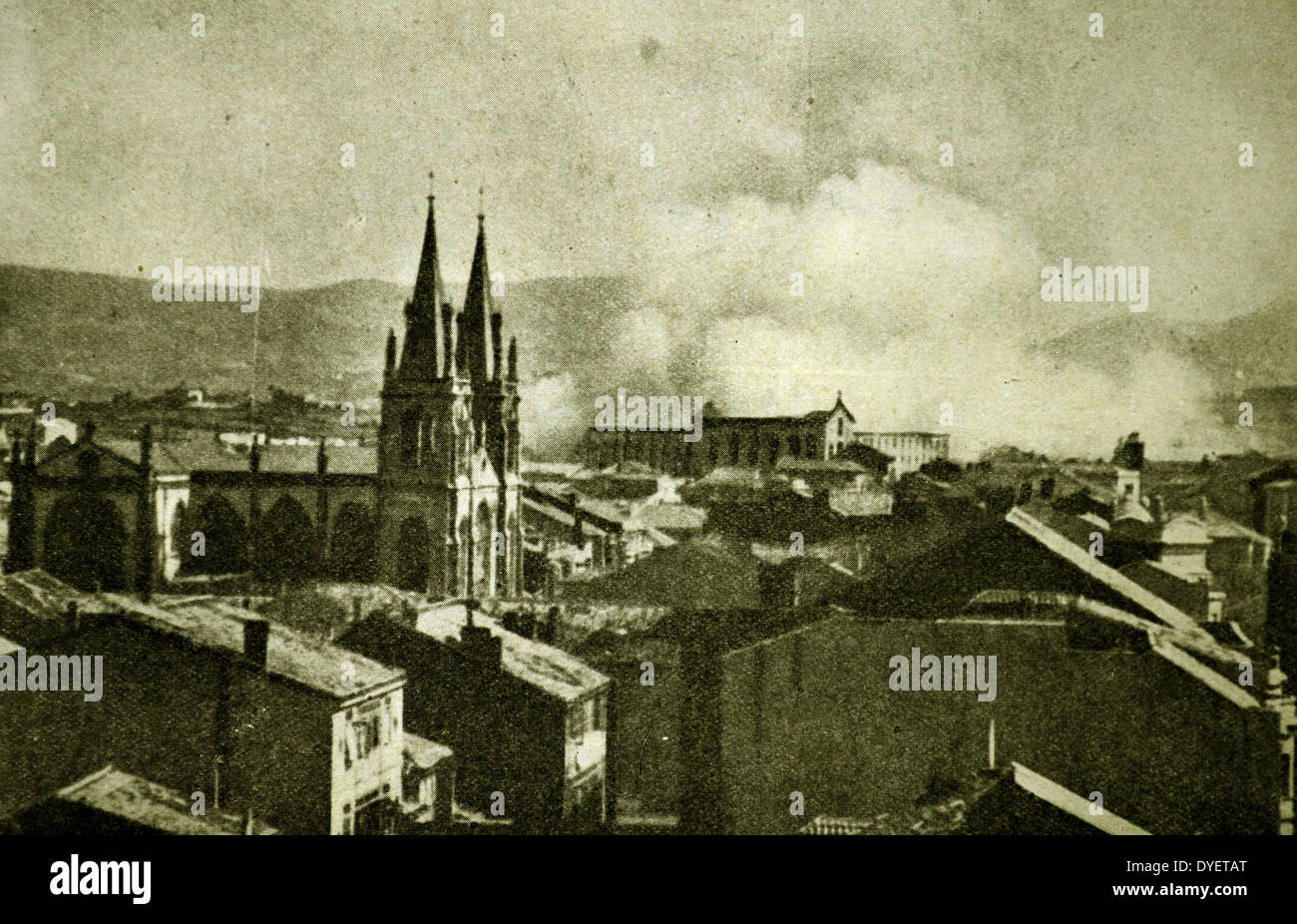 Spanish civil war: Gijón in flames, the burning barracks of Simancas ...