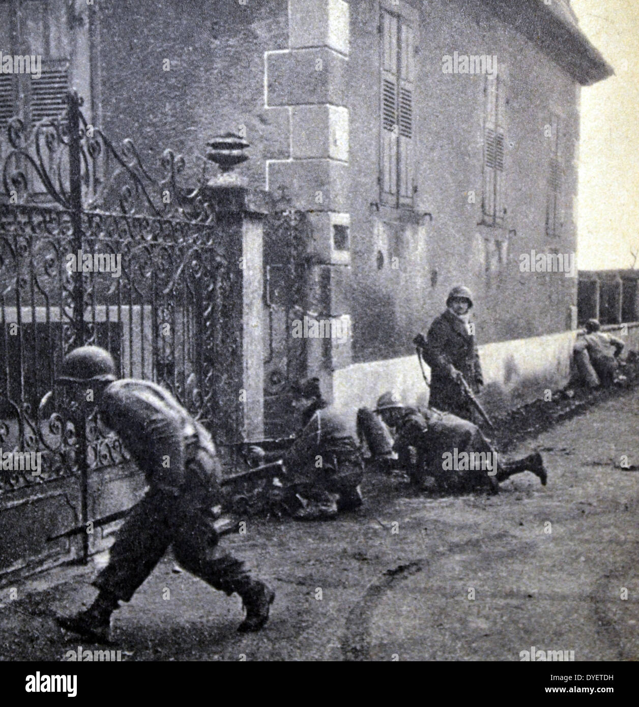 French army tanks at the liberation of Kembs in Alsace 1944 Stock Photo ...