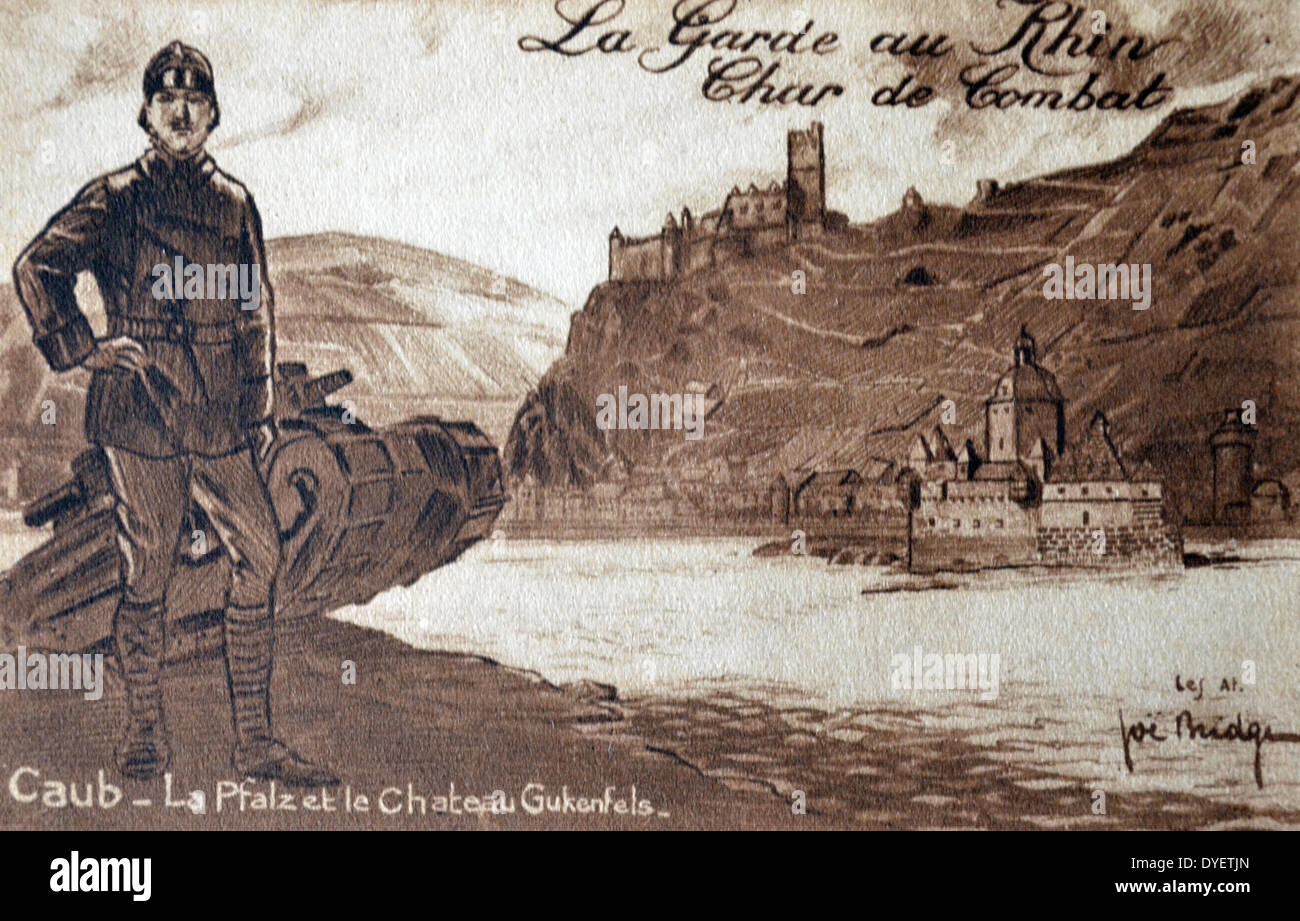 The French occupation of the Rhineland, a soldier next to a tank on ...