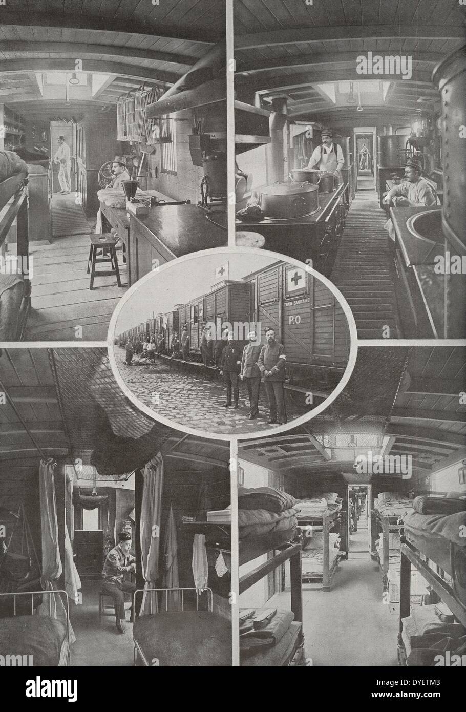 A French army medical train showing the different compartments ...