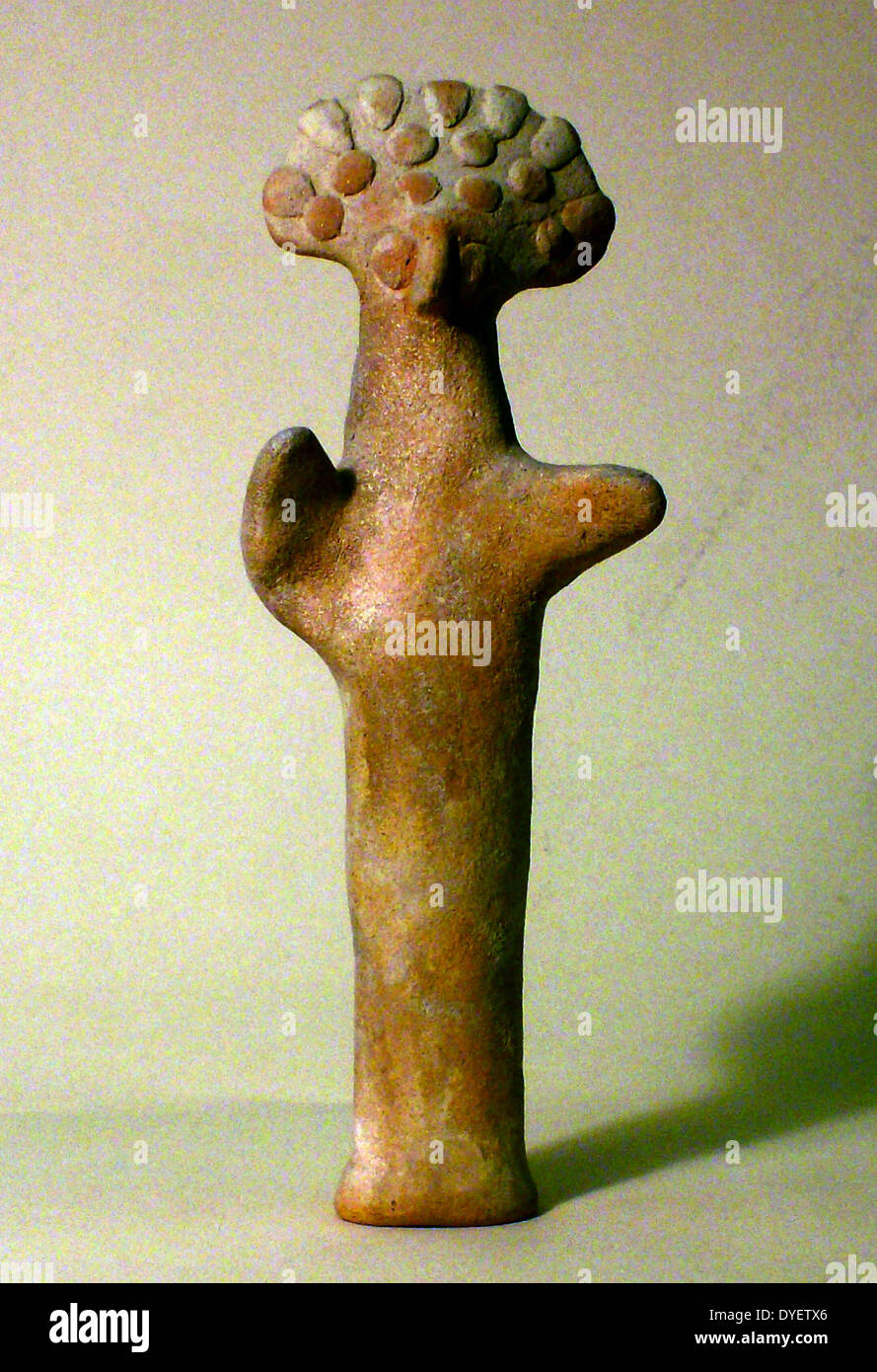 Terracotta figurine. Standing figure from Syria. Iron Age, 700 - 800 BC ...