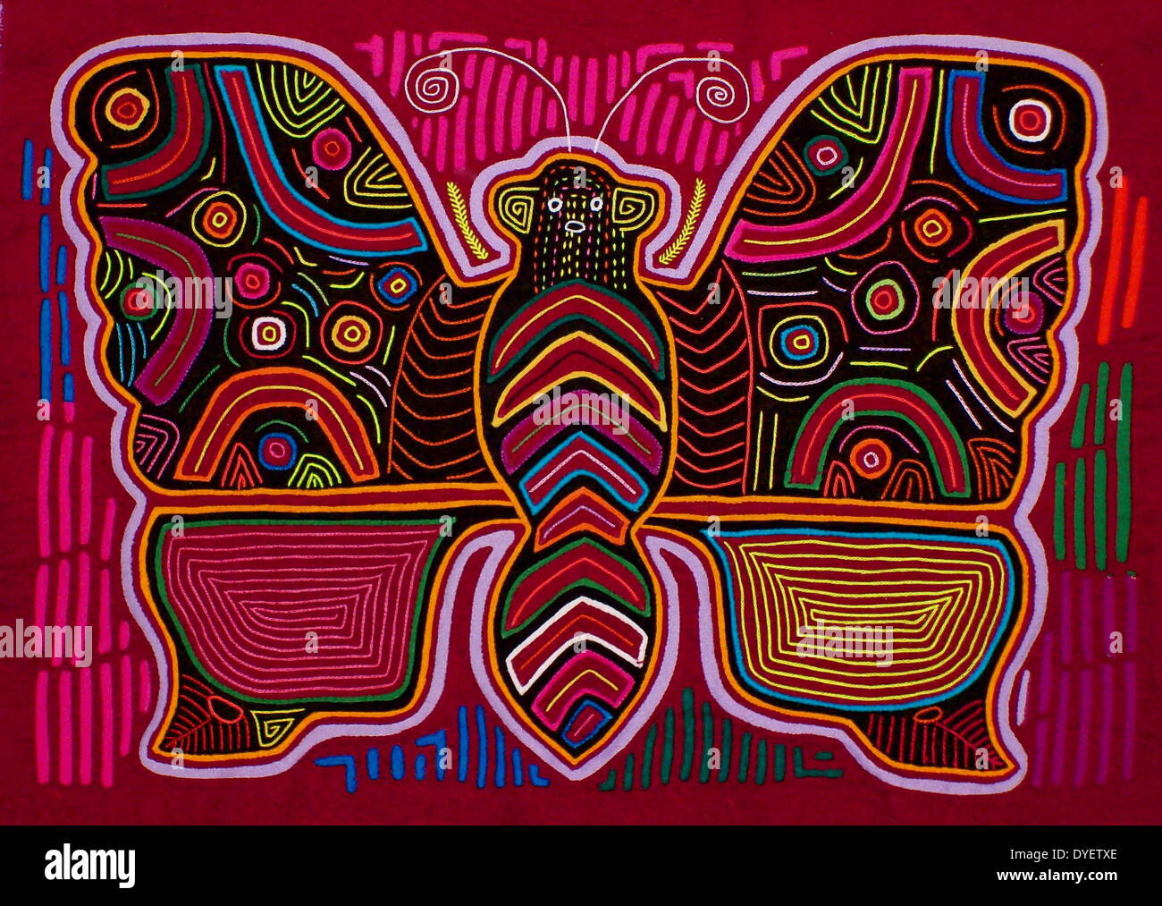 Mola textile by Kuna Indian artist, depicting an invertebrate animal ...