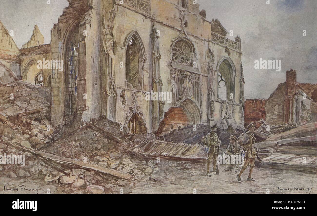 Cathedral of Peronne. World War I 1917 Stock Photo - Alamy