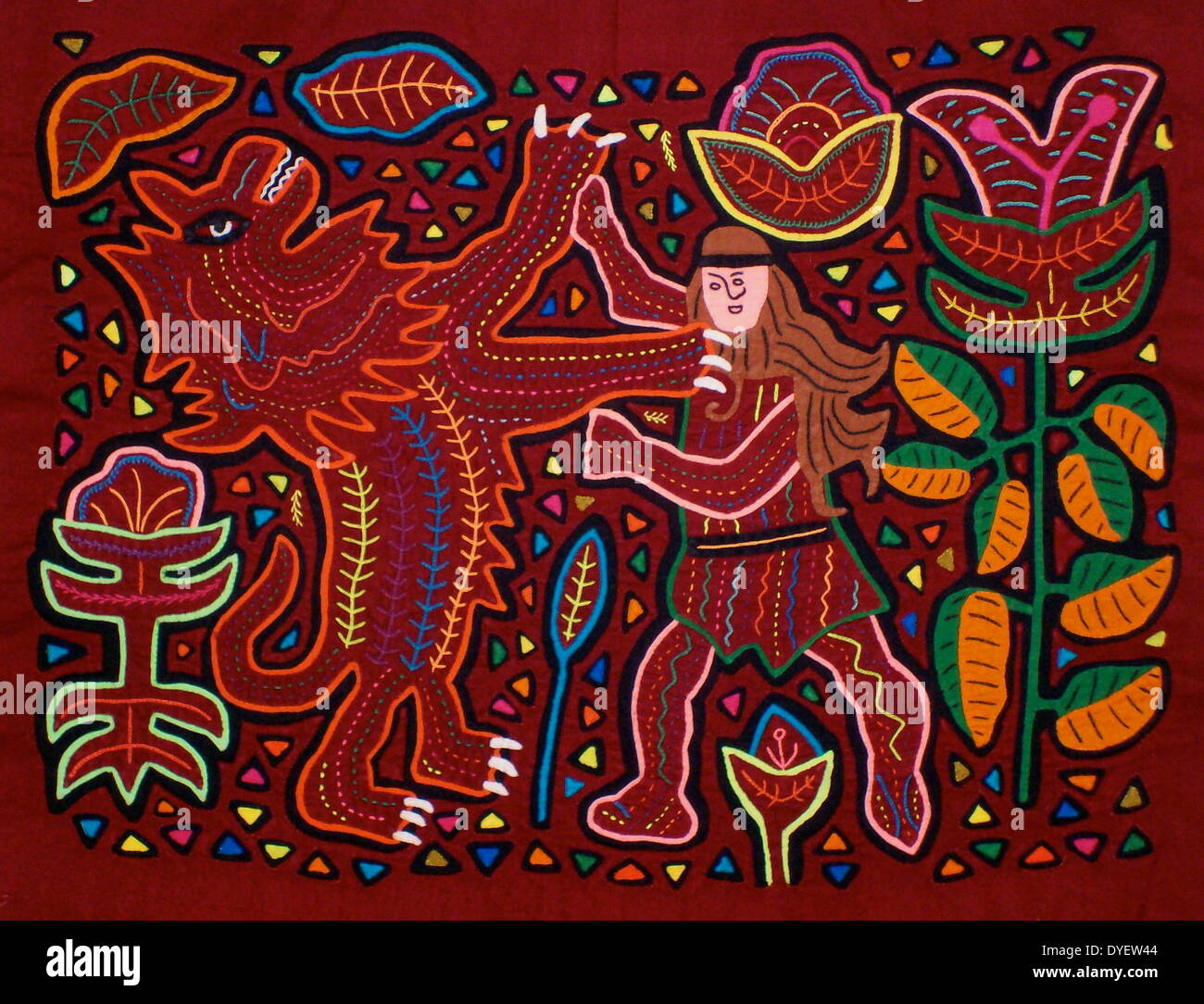 Mola textile by Kuna Indian artist, depicting a biblical scene. From ...