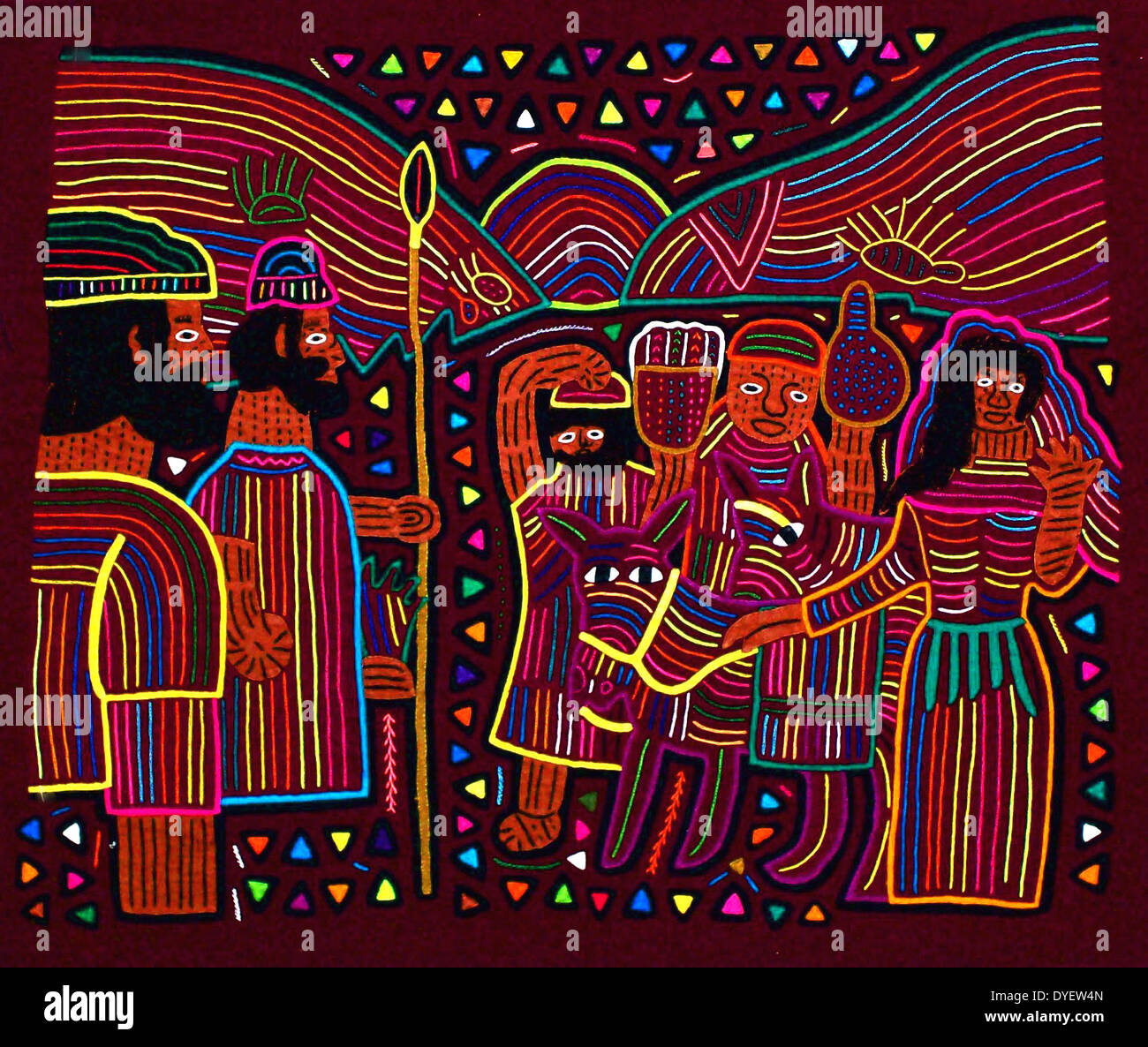 Mola textile by Kuna Indian artist, depicting a biblical scene. From ...