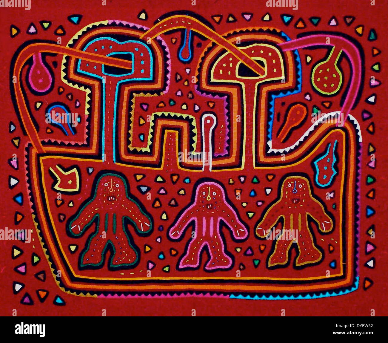 Mola textile by Kuna Indian artist, depicting a modern influence on the ...