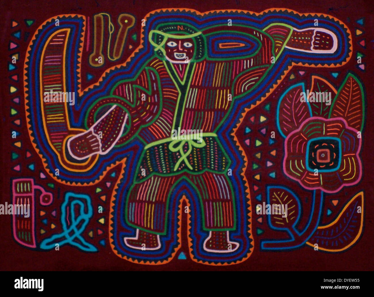 Mola textile by Kuna Indian artist, depicting a modern influence on the ...