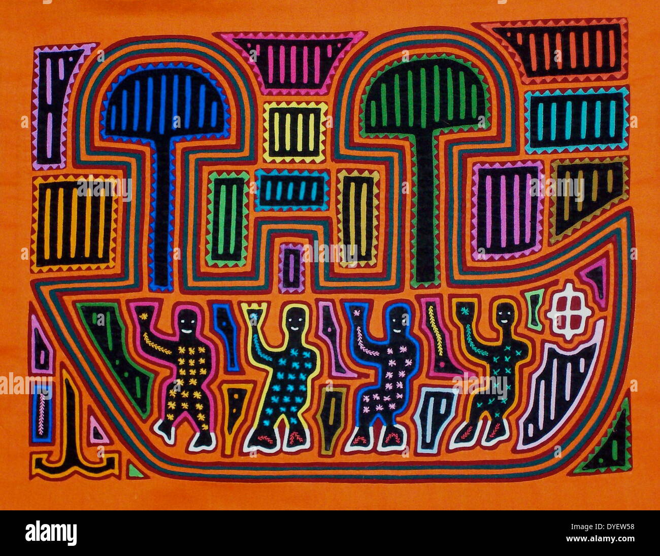 Mola textile by Kuna Indian artist, depicting a modern influence on the ...