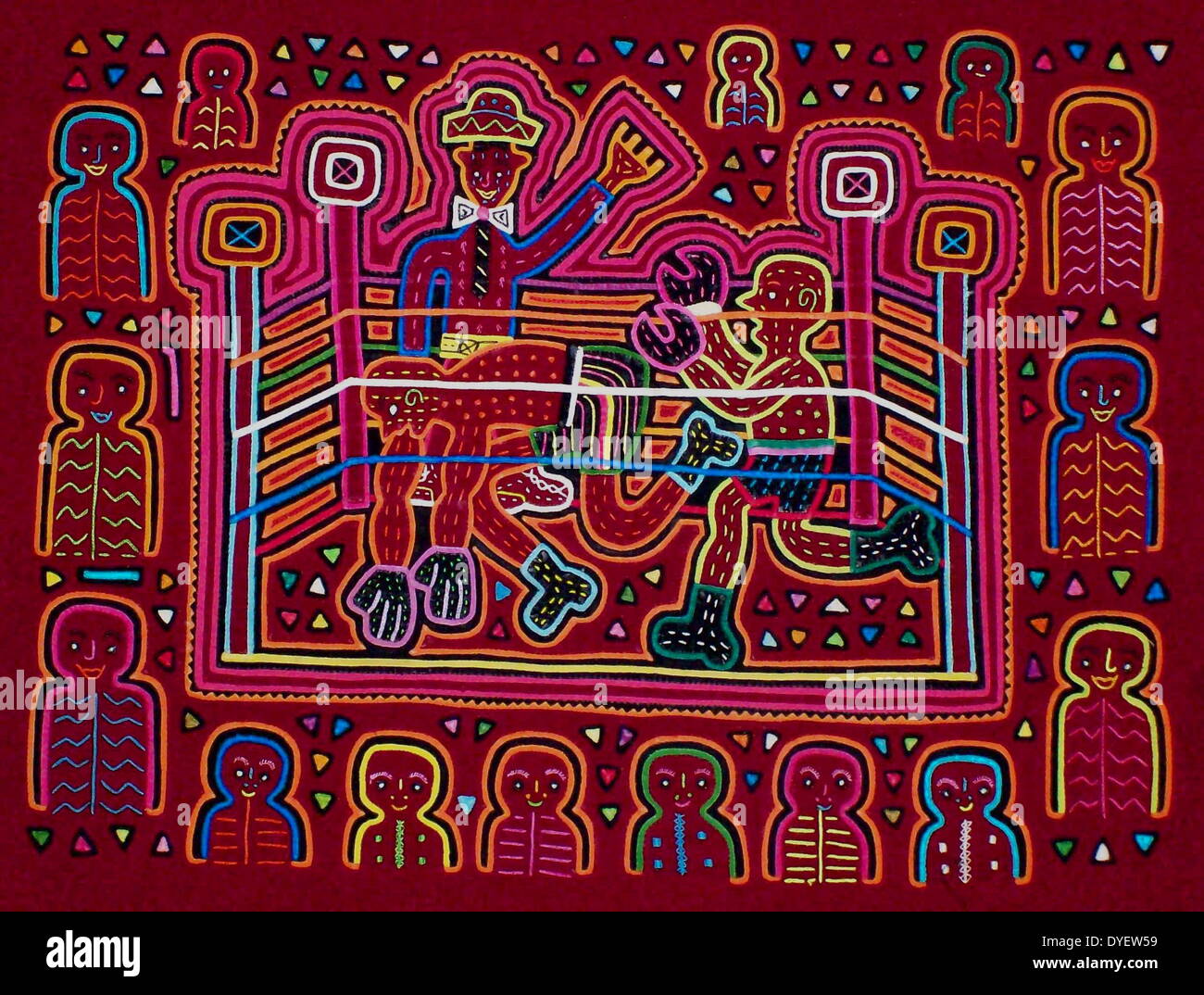 Mola textile by Kuna Indian artist, depicting a modern influence on the ...
