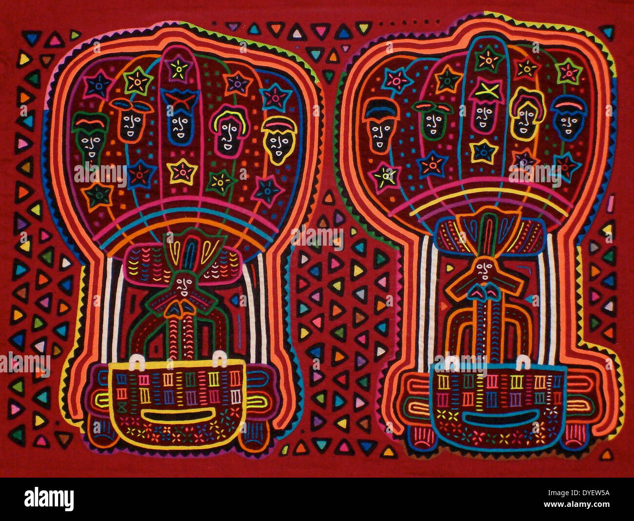 Mola textile by Kuna Indian artist, depicting a modern influence on the ...