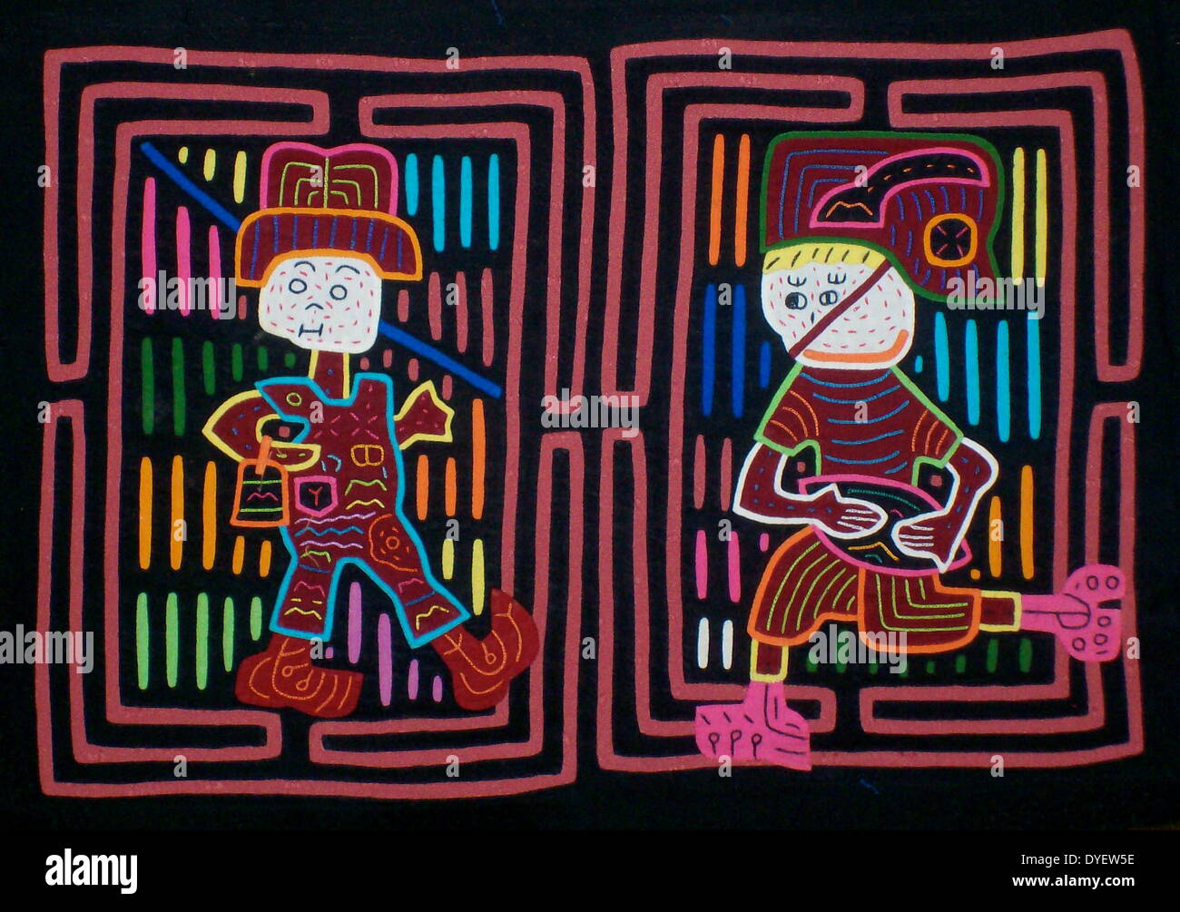 Mola textile by Kuna Indian artist, depicting a modern influence on the ...