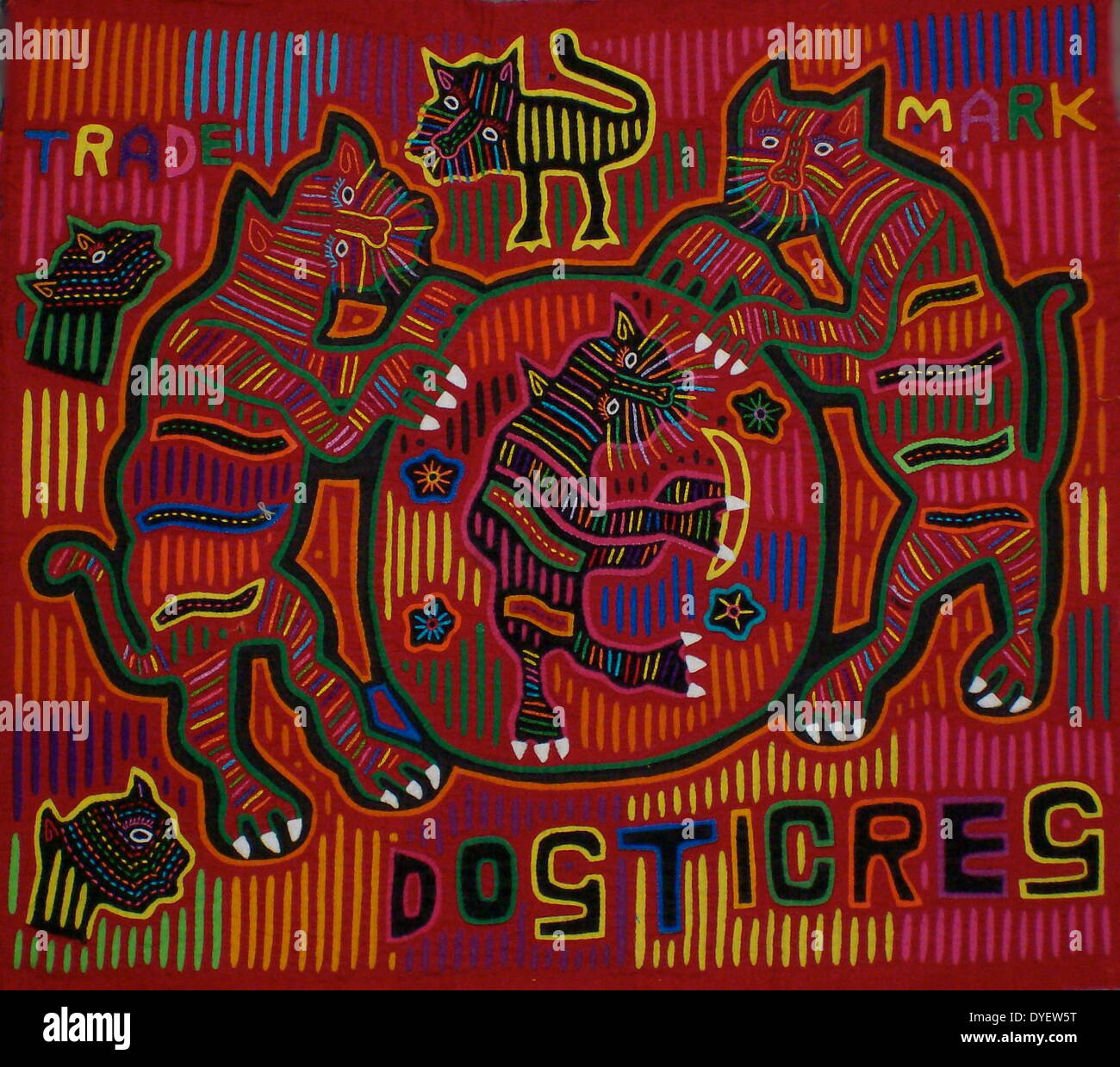 Mola textile by Kuna Indian artist, depicting a modern influence on the ...
