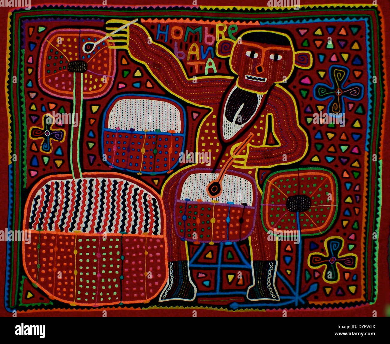 Mola textile by Kuna Indian artist, depicting a modern influence on the ...