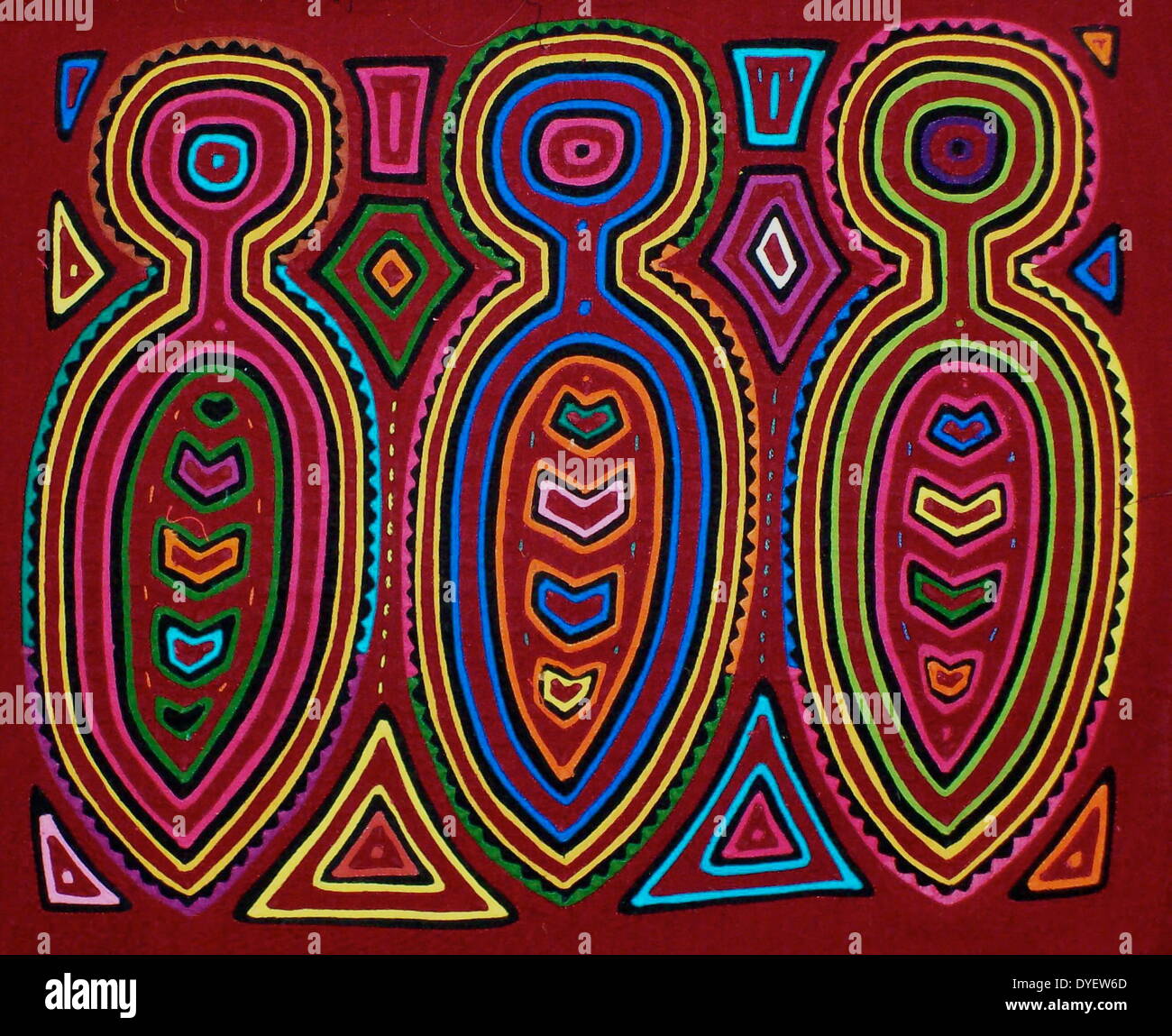 Mola textile by Kuna Indian artist, depicting an object used by this ...