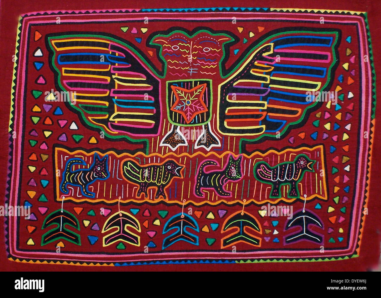 Mola textile by Kuna Indian artist, depicting an object used by this ...