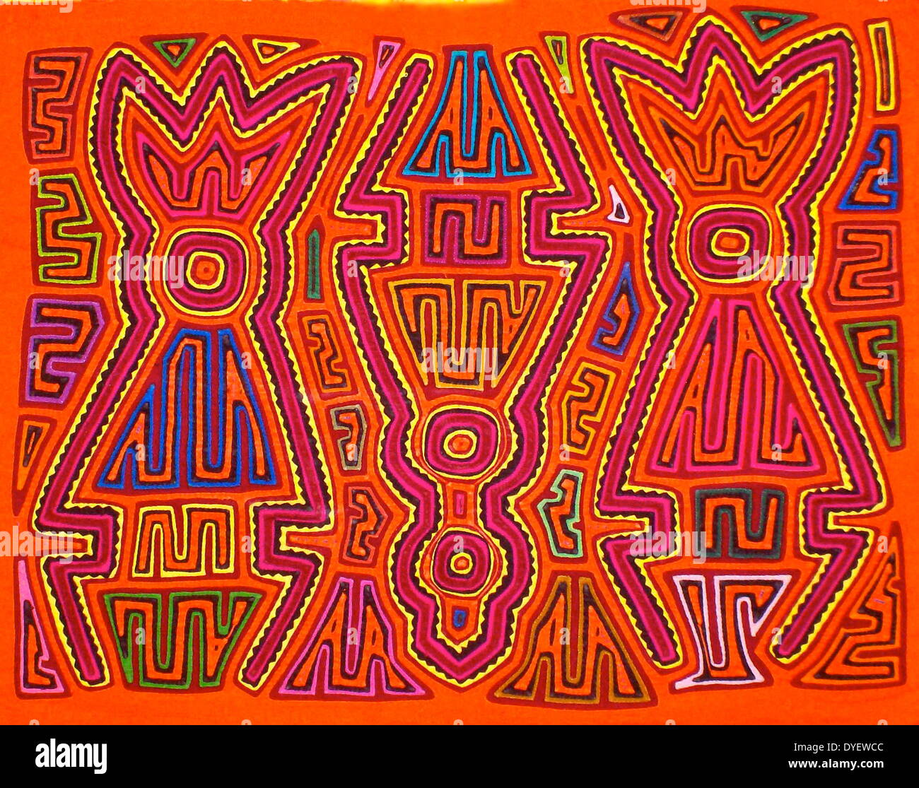 Mola textile by Kuna Indian artist, with an abstract pattern. From the ...
