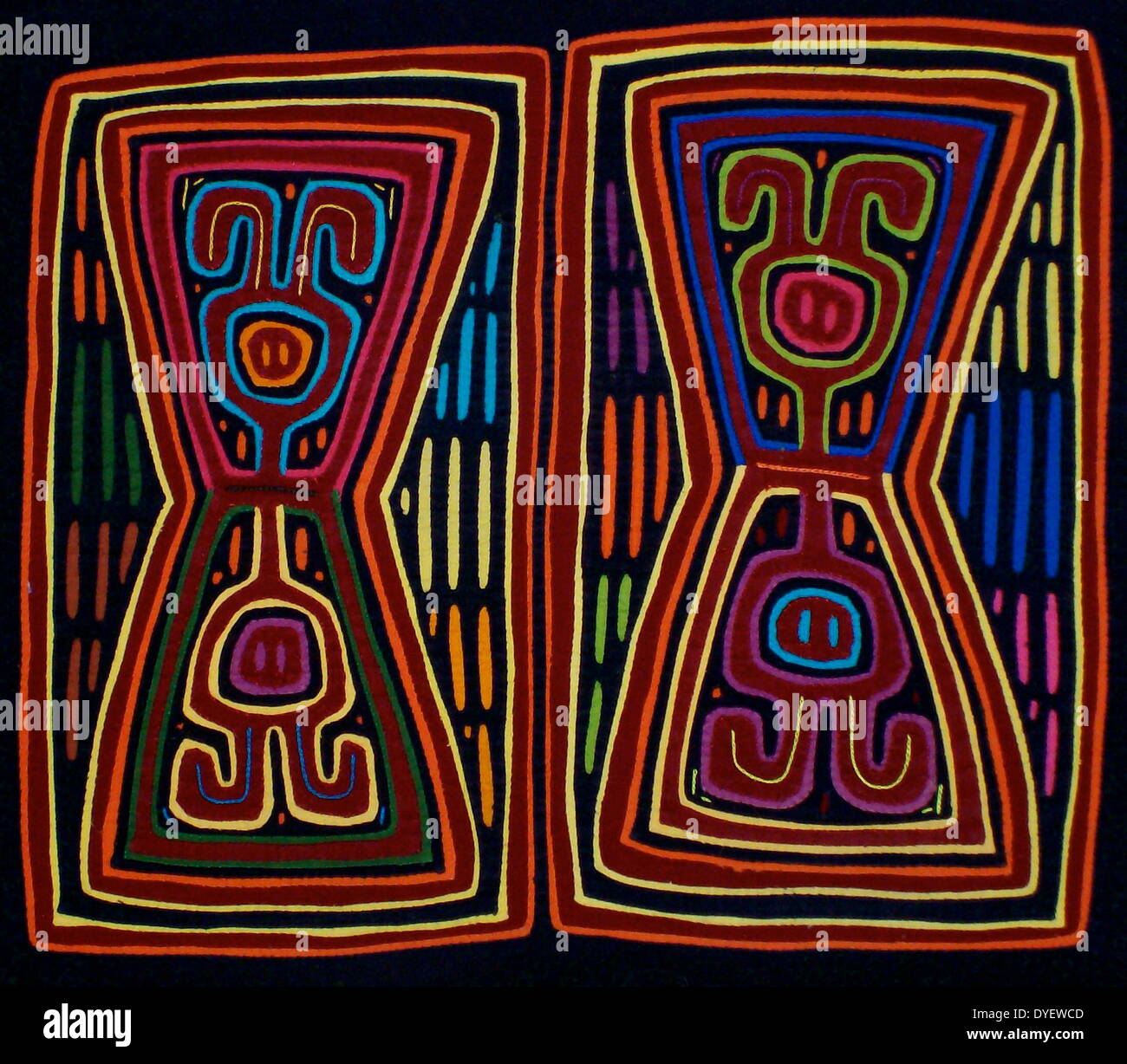 Mola textile by Kuna Indian artist, with an abstract pattern. From the ...