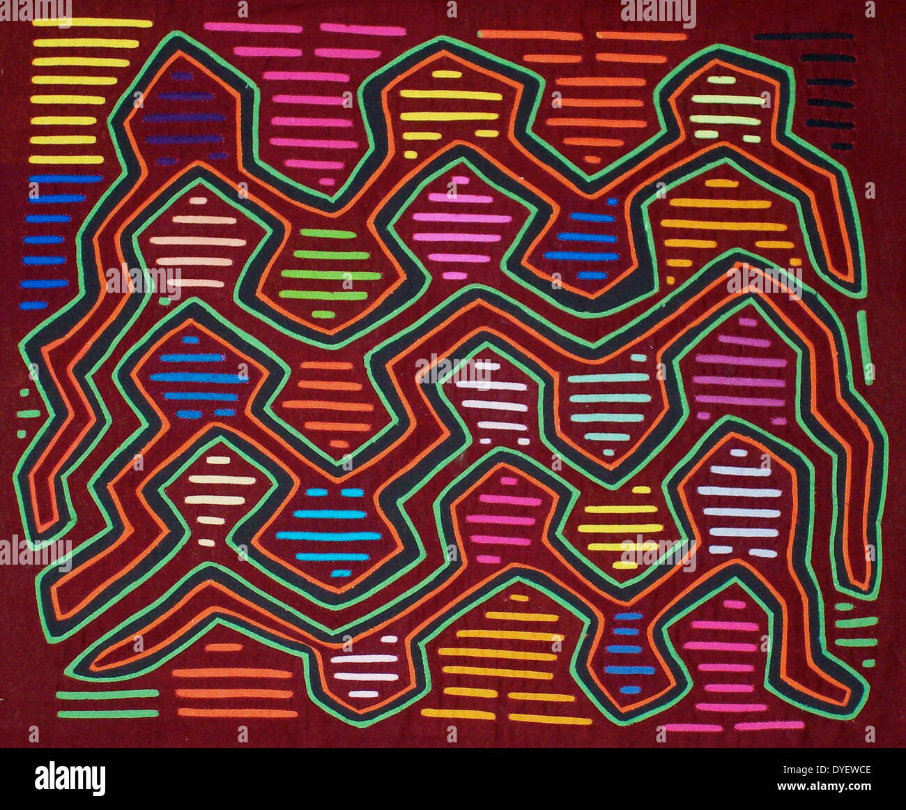 Mola textile by Kuna Indian artist, with an abstract pattern. From the ...