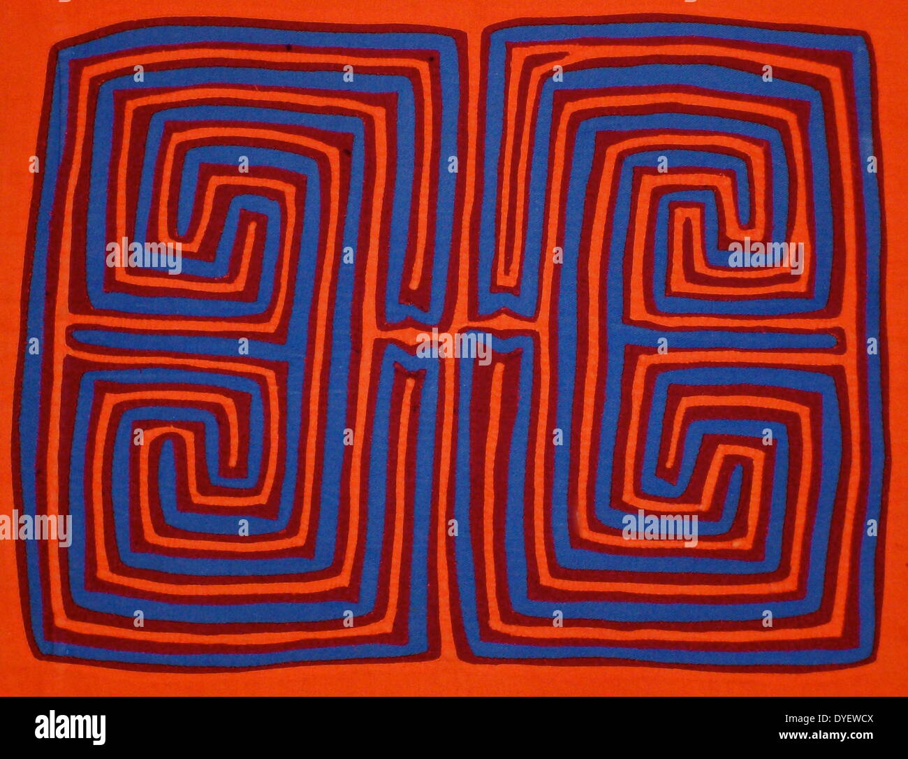 Mola textile by Kuna Indian artist, with an abstract pattern. From the ...