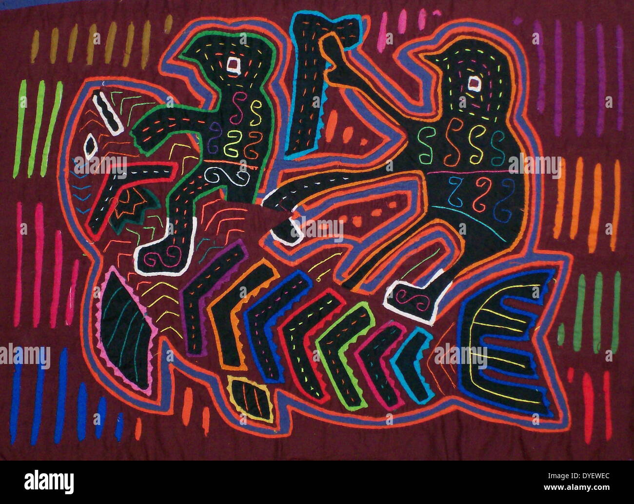 Mola textile by Kuna Indian artist, depicting a large fish being ...