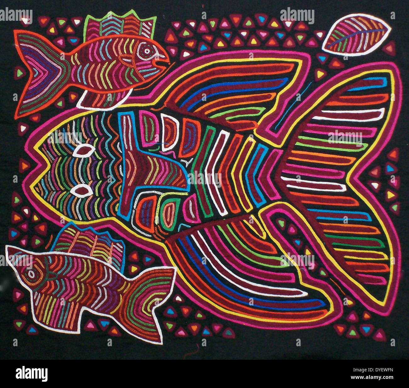 Mola textile by Kuna Indian artist, depicting a large fish. From the ...