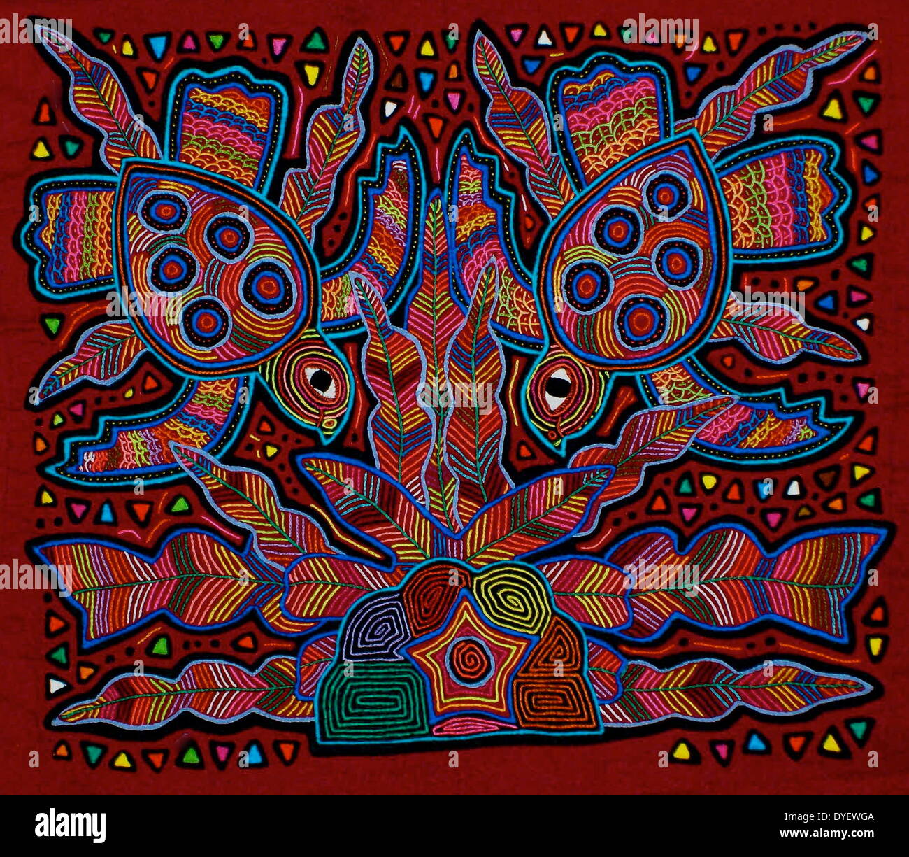 Mola textile by Kuna Indian artist, depicting two turtles swimming ...