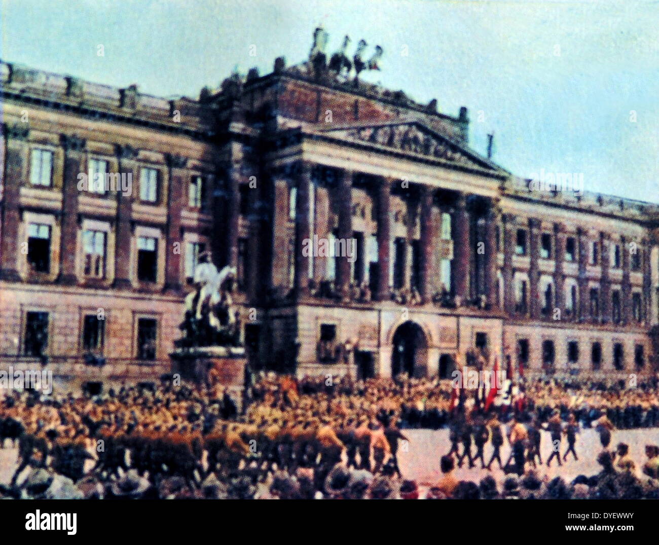 nazis parade in front of the Palace in Brunswick, Germany circa 1933 ...