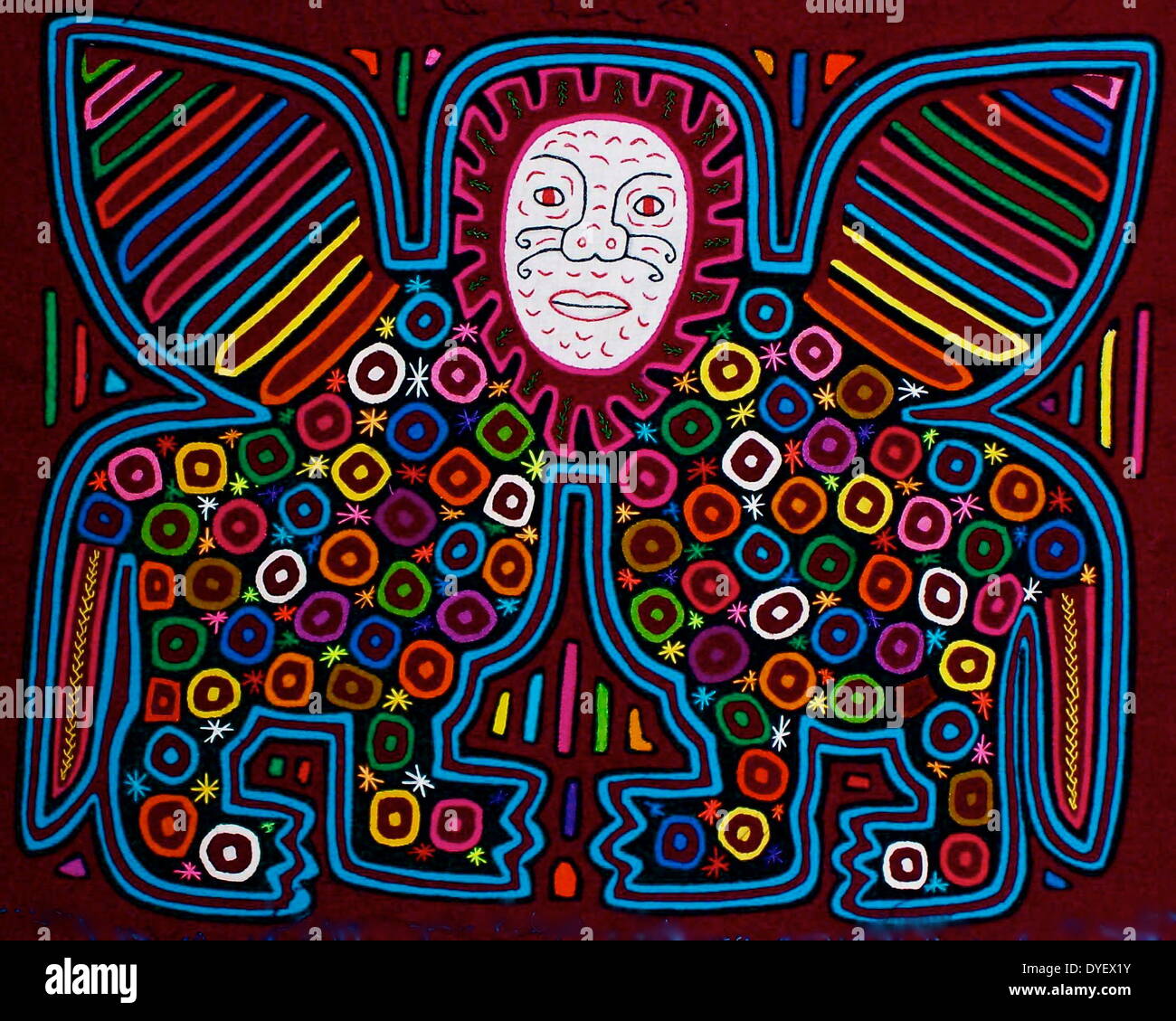 Mola textile by Kuna Indian artist, depicting a monster. From the San ...