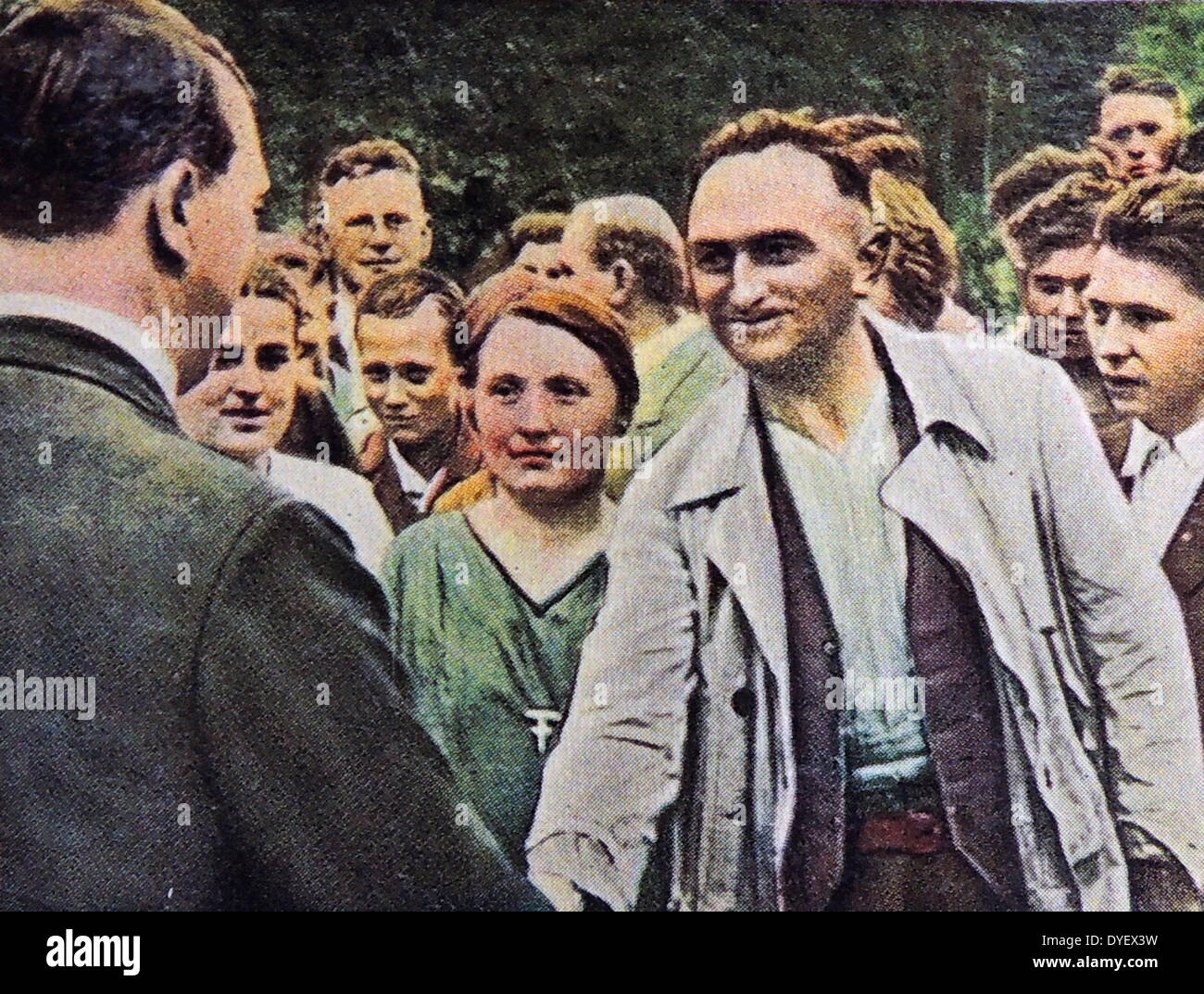 German workers eager to meet Adolf Hitler 1933 Stock Photo - Alamy