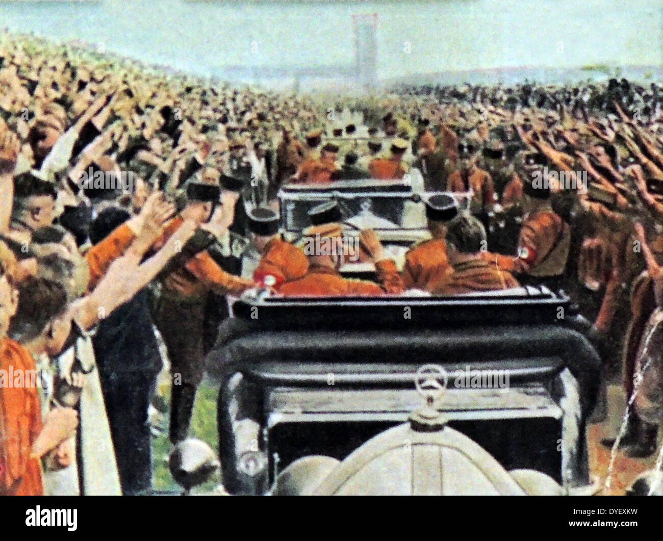Hitler arrives in convoy at a Nazi Rally in Germany 1932 Stock Photo ...