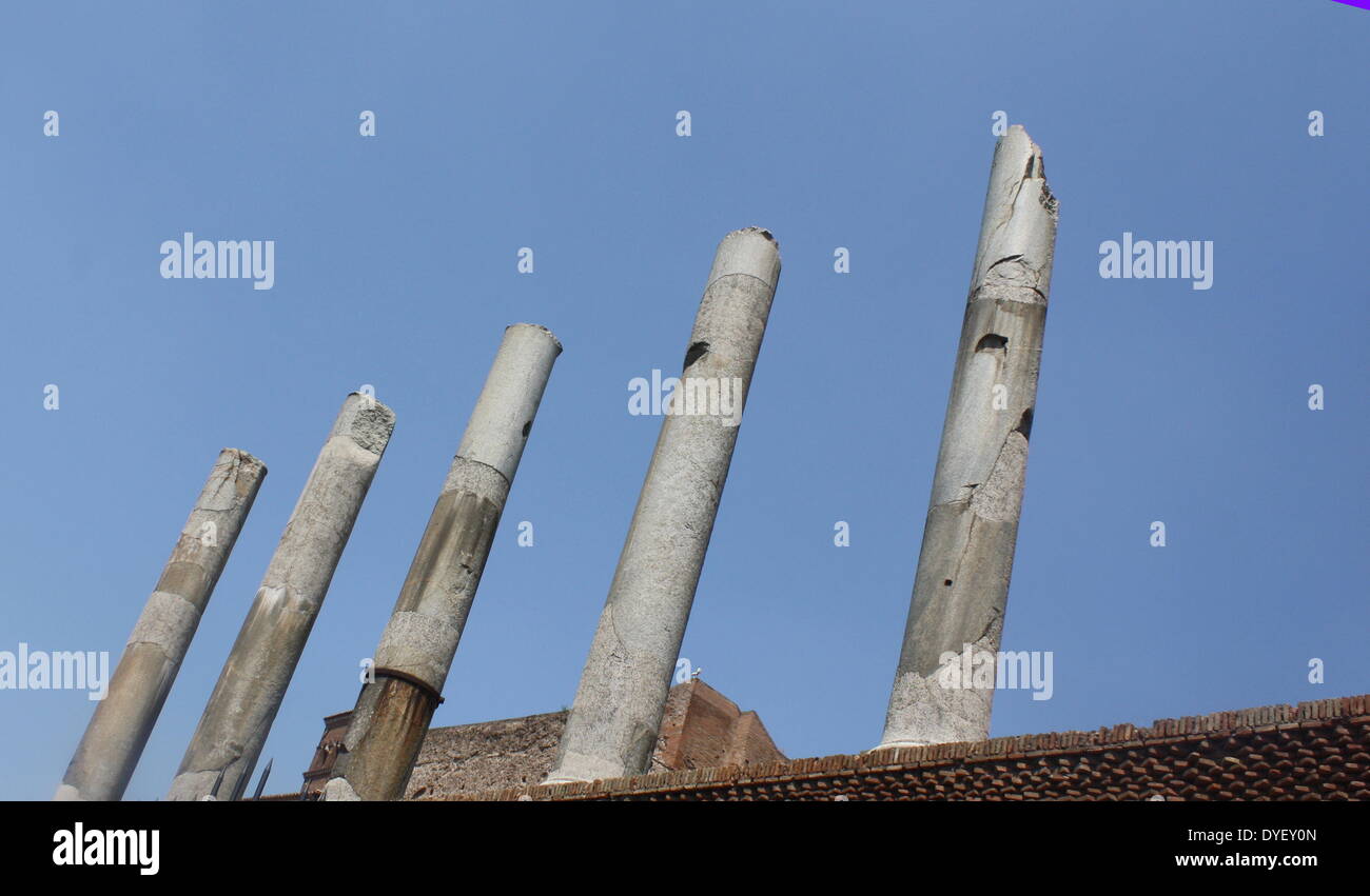 Detail from the Roman Forum, a rectangular plaza in the centre of Rome ...