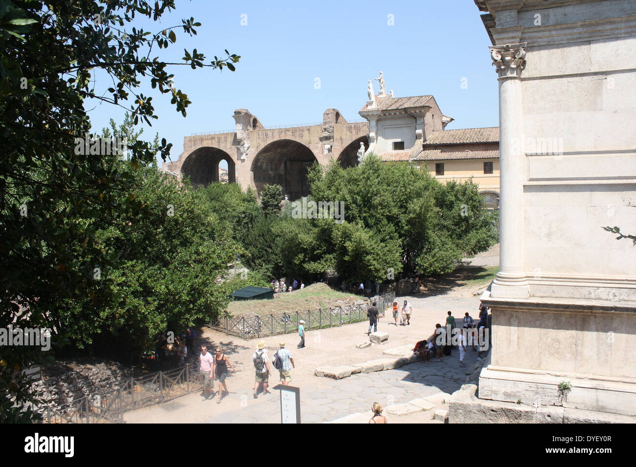 Detail from the Roman Forum, a rectangular plaza in the centre of Rome ...
