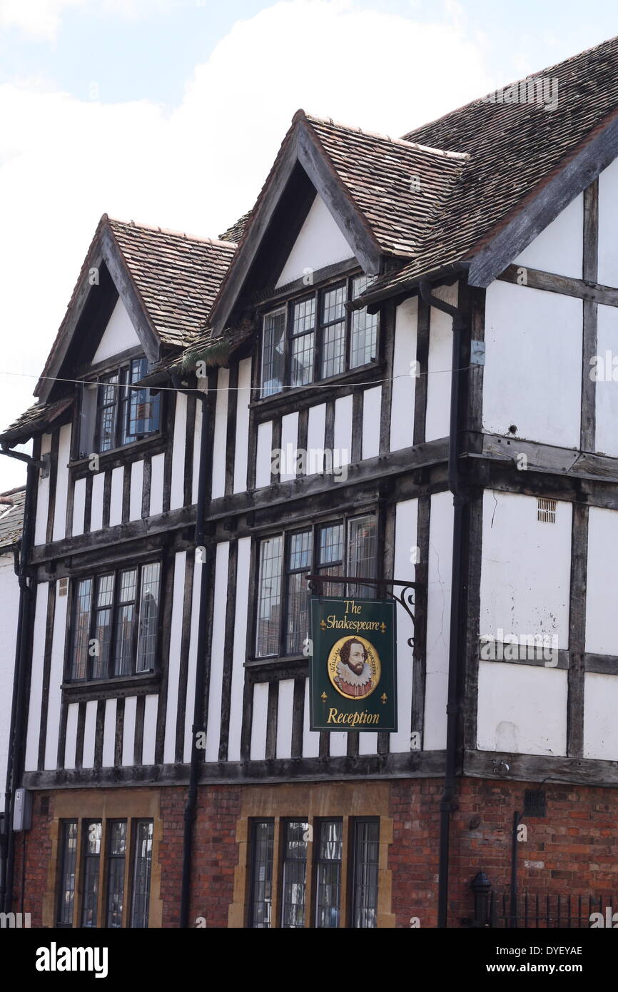 Half timbered Tudor buildings in Stratford upon Avon, England. These ...