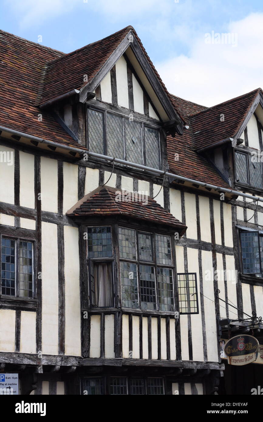 Half timbered Tudor buildings in Stratford upon Avon, England. These ...