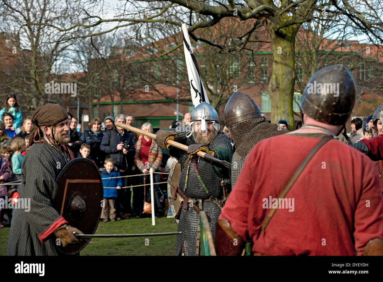 Vikings and Anglo Saxon warriors at the annual Jorvik Viking Festival ...