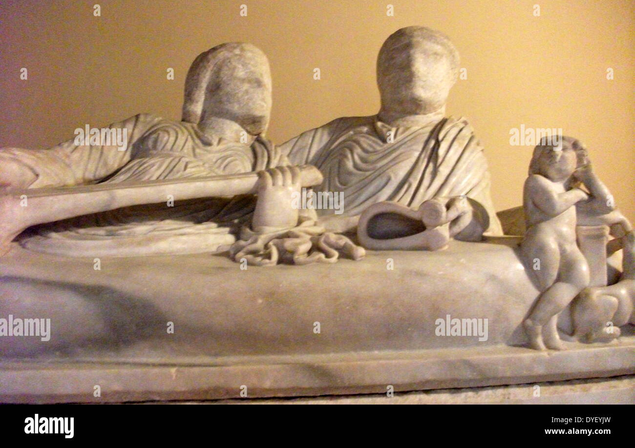 Roman Sarcophagus Featuring Scenes Of The Calydonian Boar Hunt Made